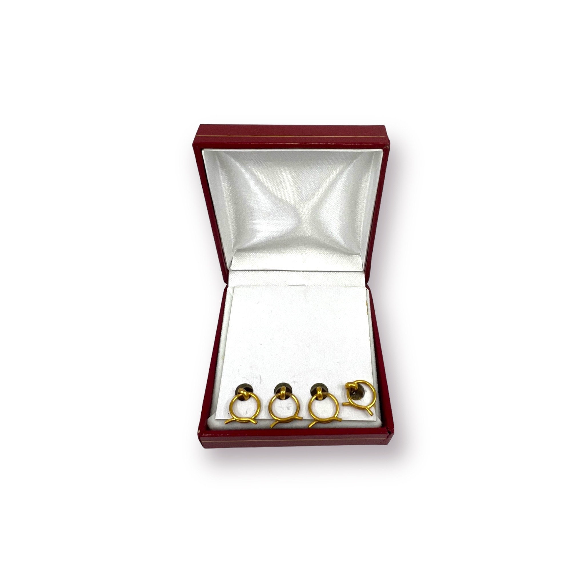 English Deco Mourning Black Jet & Brass Double Sided Cufflinks With ...