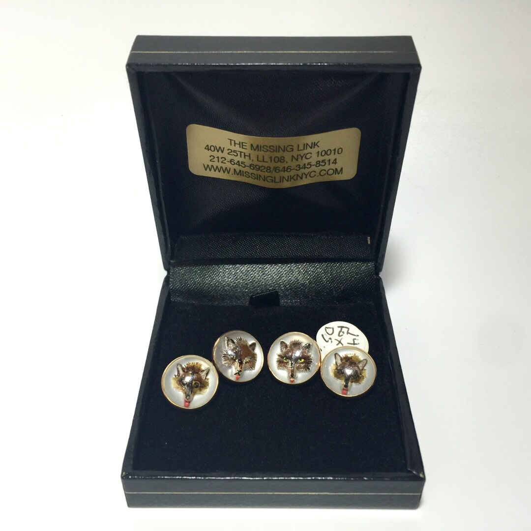 Vintage Reverse Carved Hand Painted Crystal Fox Head Essex Crystal ...