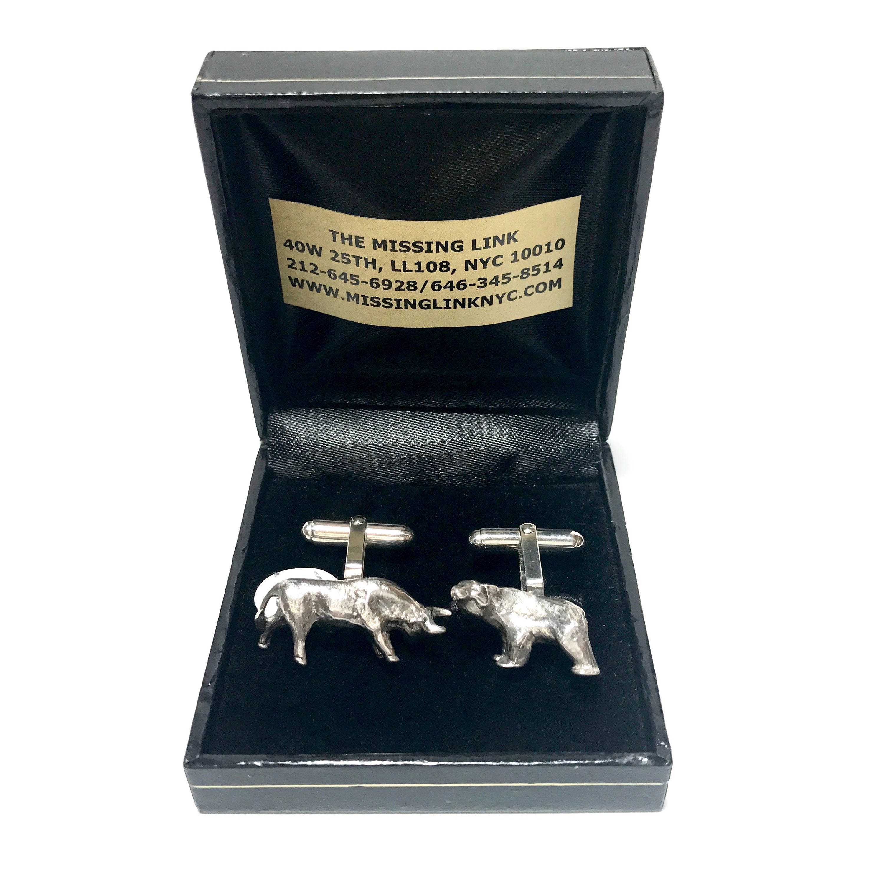 Vintage Sterling Silver Bull and Bear Cufflinks Mens Gifts - Etsy