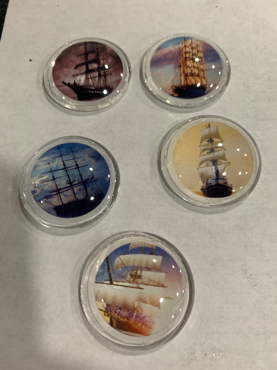 5 Vintage Sailboat Big Ship Ships Boats Sailing Glass Gem Bubble ...