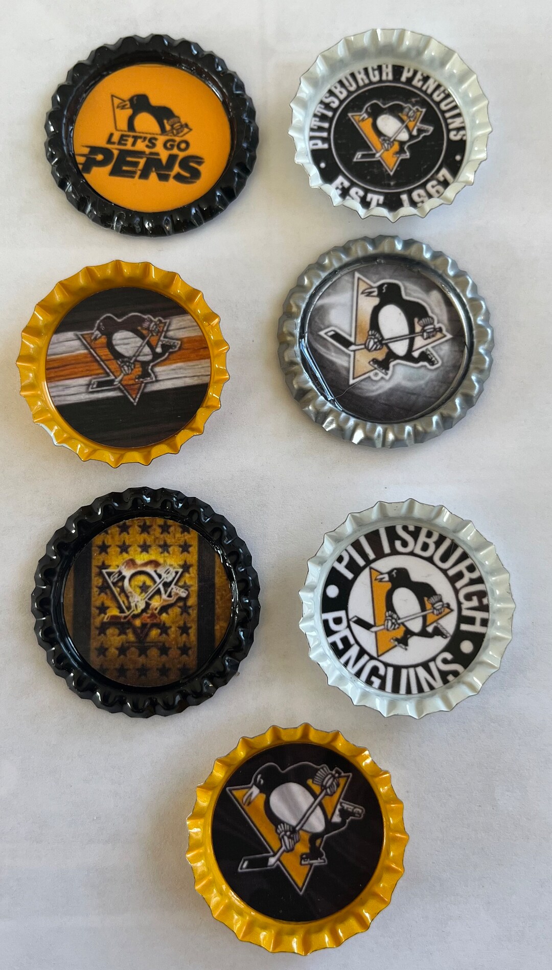 7 Penguins Pittsburgh Bottle Cap Magnets Nhl Hockey Fantasy - Etsy