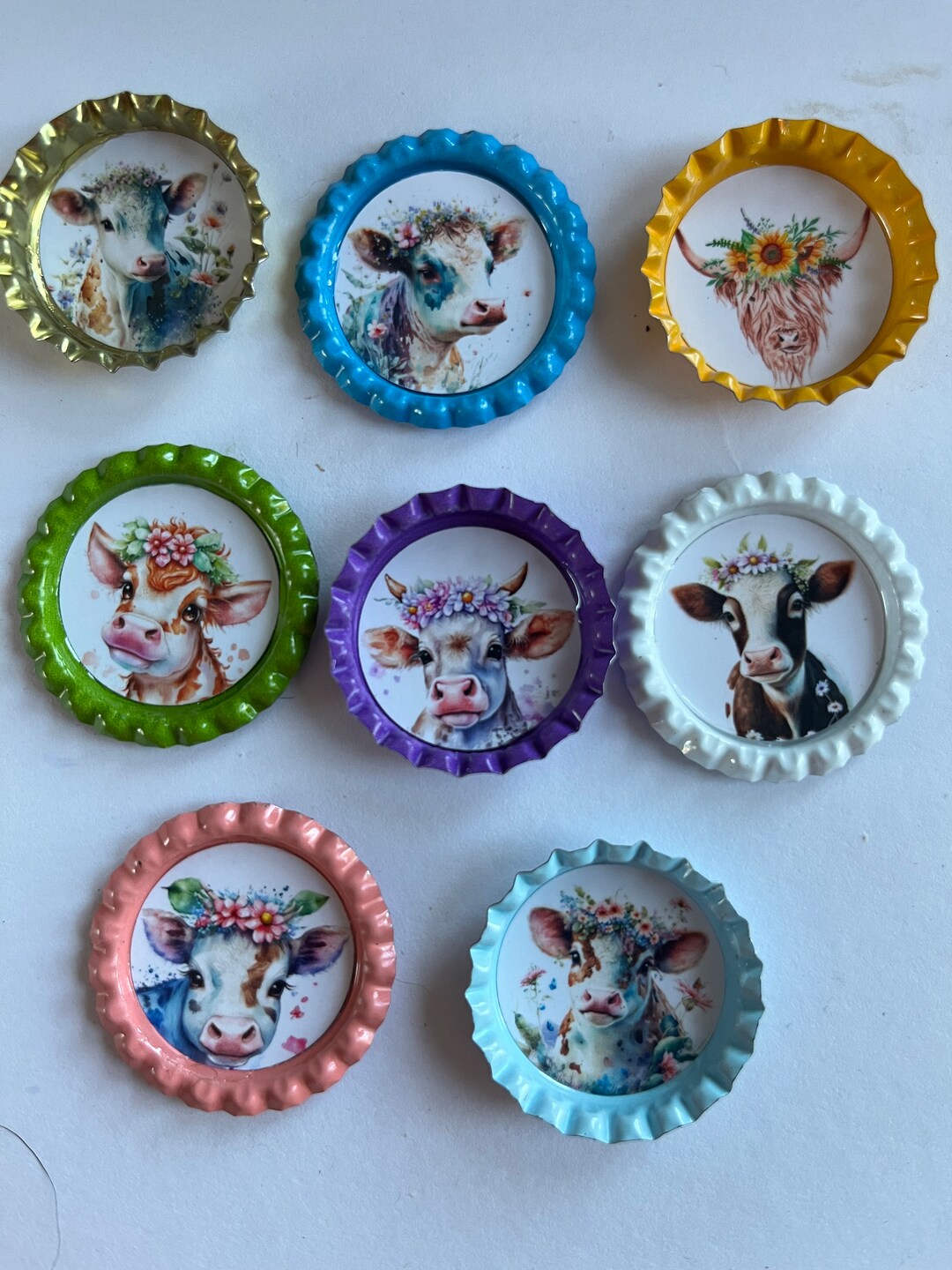 8 Cow Bottle Cap Magnets Cow Moo Cows Farm Animals Magnets Party Favor ...