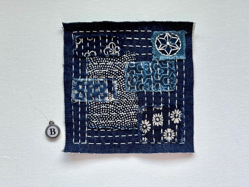 Frayed Edge Boro Patch Indigo Denim Abstract Fiber Textile Art - Etsy