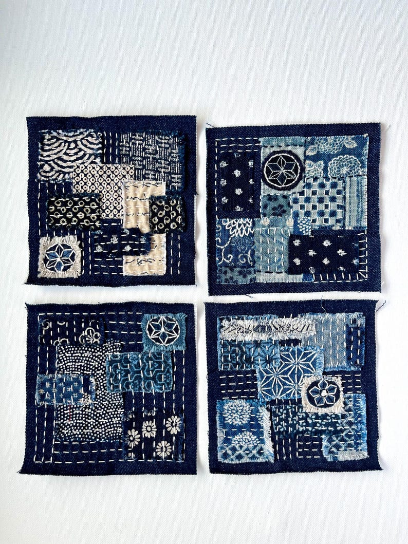 Frayed Edge Boro Patch Indigo Denim Abstract Fiber Textile Art - Etsy