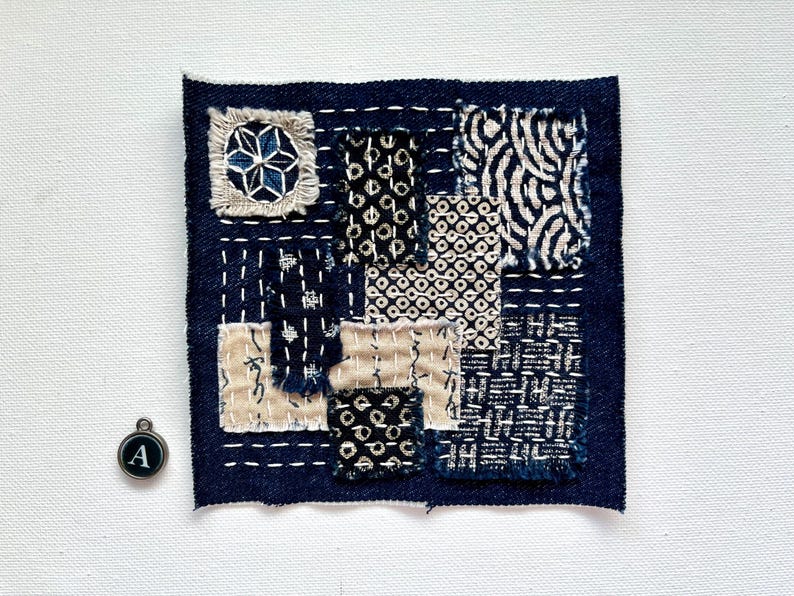 Frayed Edge Boro Patch Indigo Denim Abstract Fiber Textile Art - Etsy