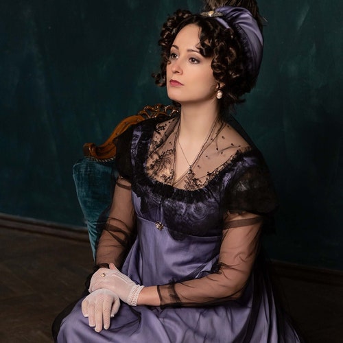 Late Regency Violet and Black Dress Purple Regency Mourning - Etsy