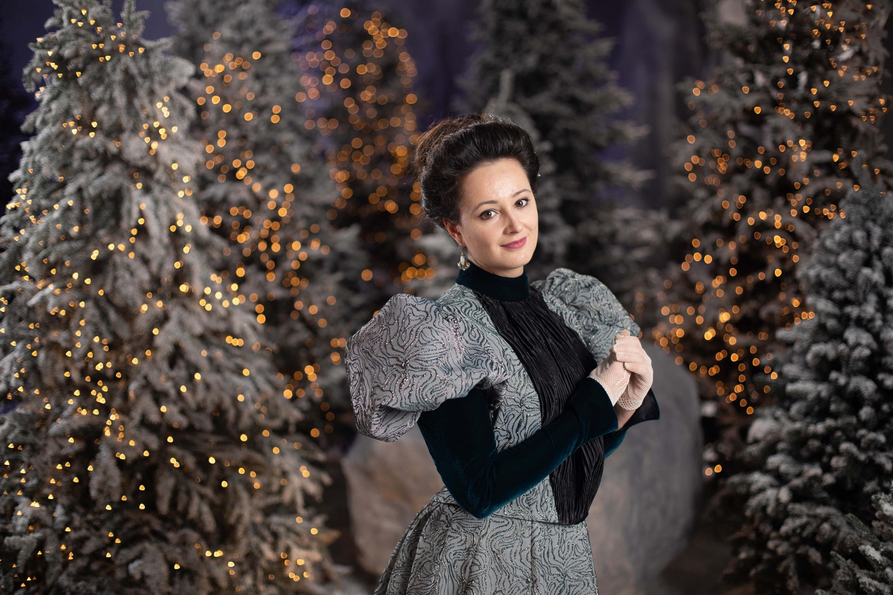 1890s Christmas Gown, Edwardian Festive Sparkling Dress, Belle Epoque ...