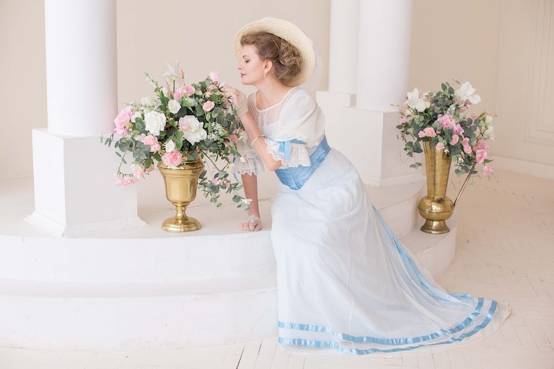 Creamy Blue Edwardian Tea Gown 1900s Walking Gown - Etsy Canada