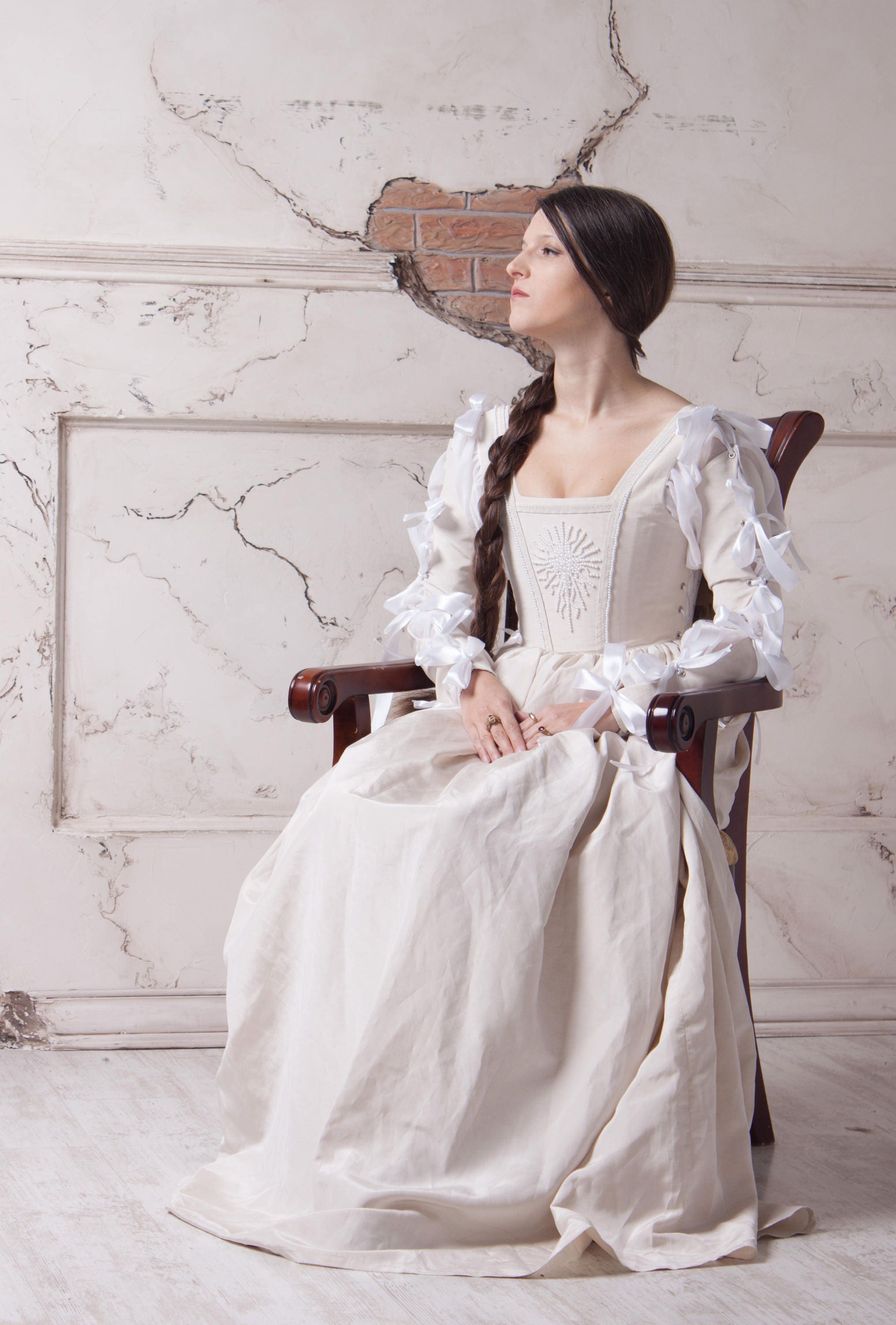 Renaissance Silver Pearl Dress, 1490s Pearl Beaded Wedding Gown - Etsy ...
