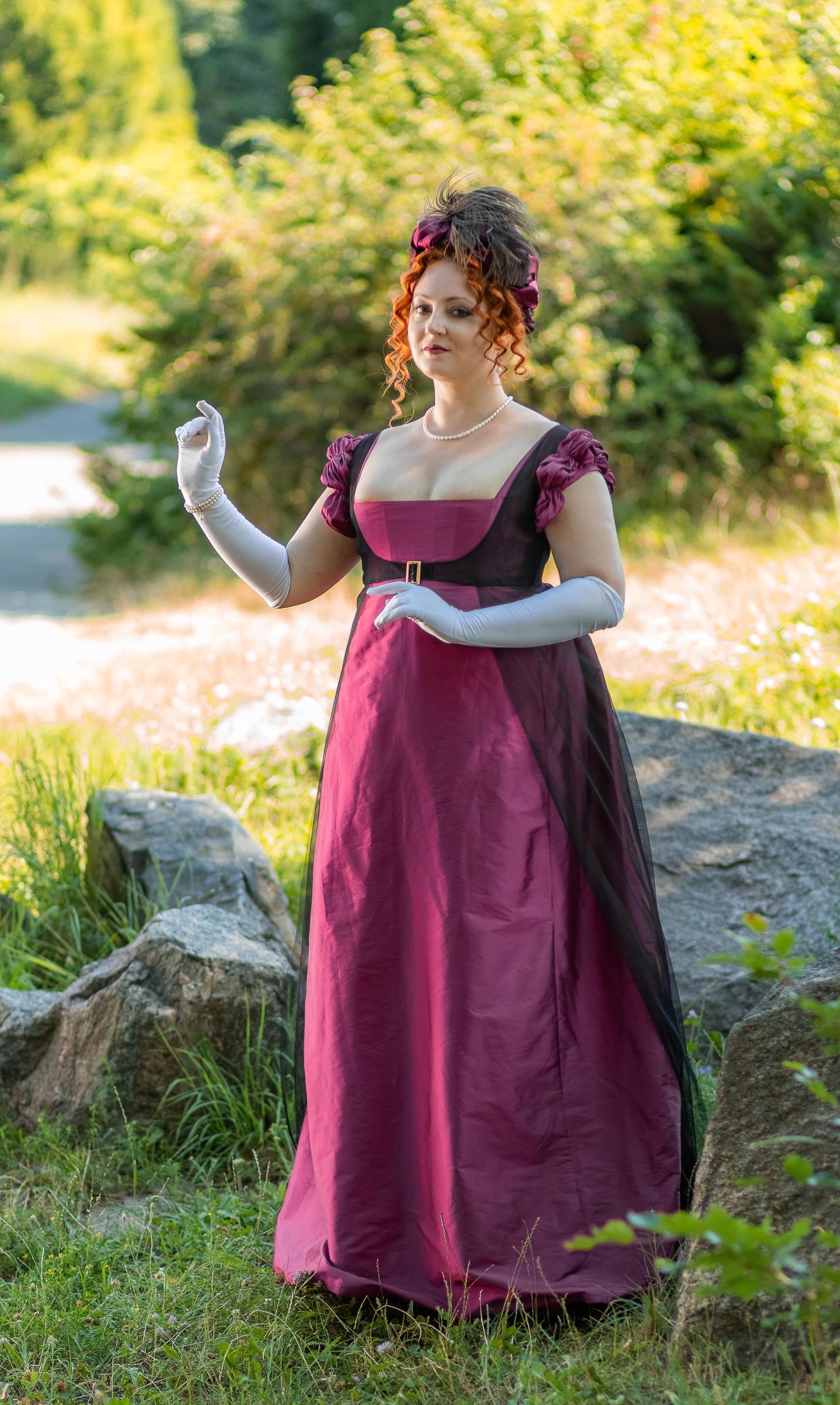 Late Regency Ballgown, Magenta Taffeta 1800s Gown, 1820s Regency Court ...