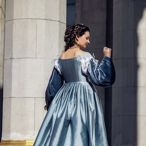 Grey Blue Renaissance Dress, 1500s Dove Gray Renaissance Wedding Gown ...