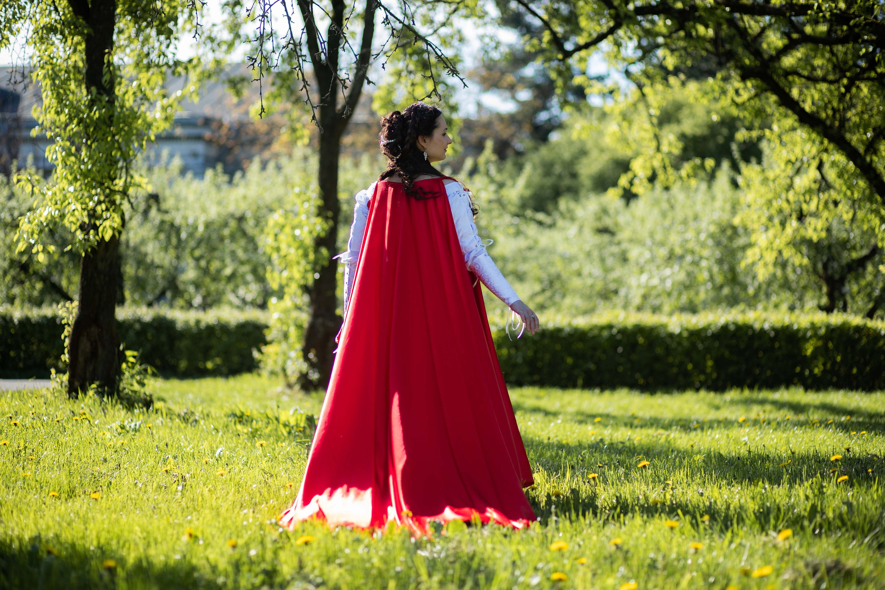 Red Renaissance Wedding Cape, Medieval One Size Cape, LARP Elvish ...