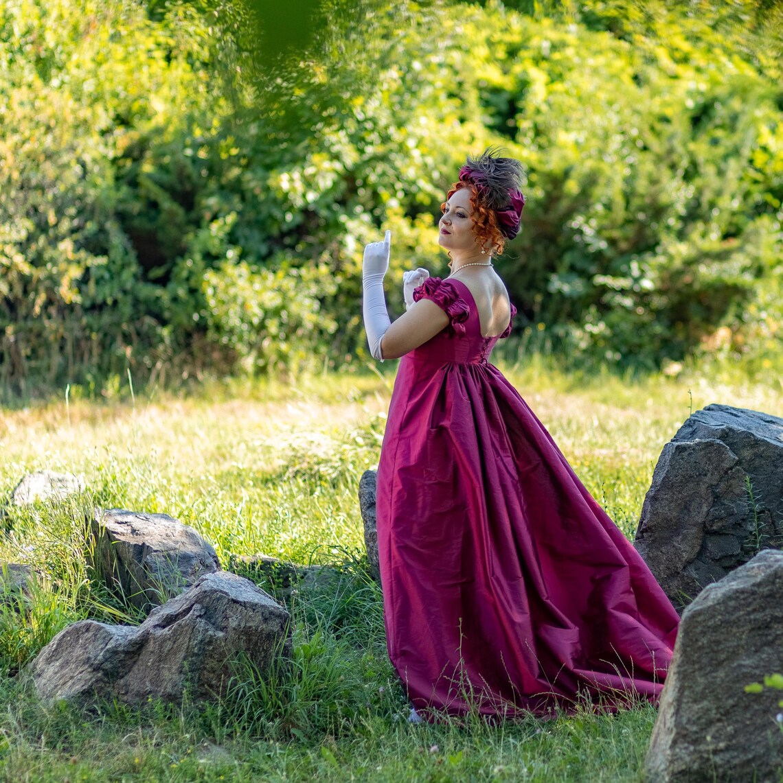 Late Regency Ballgown, Magenta Taffeta 1800s Gown, 1820s Regency Court ...