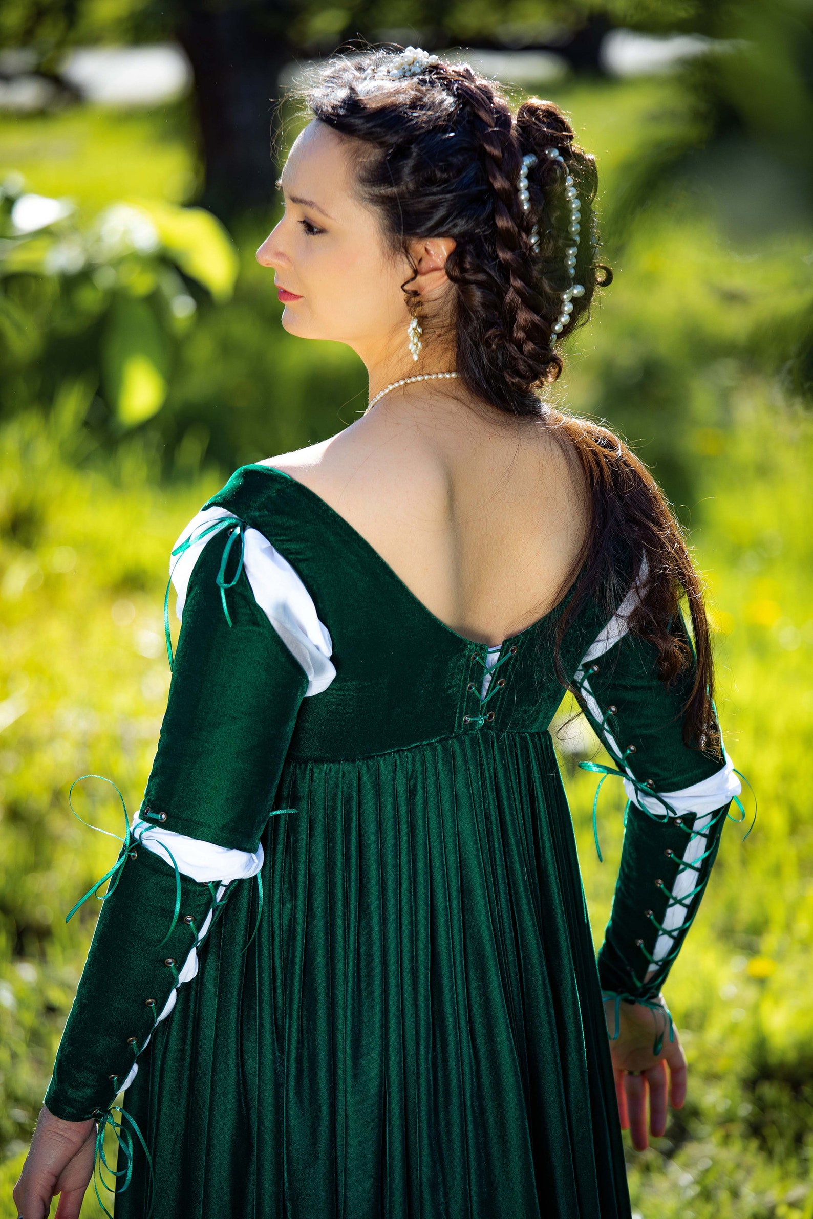 Green Velvet Renaissance Gown: 1490s Venetian Dress, Luxurious Borgia ...