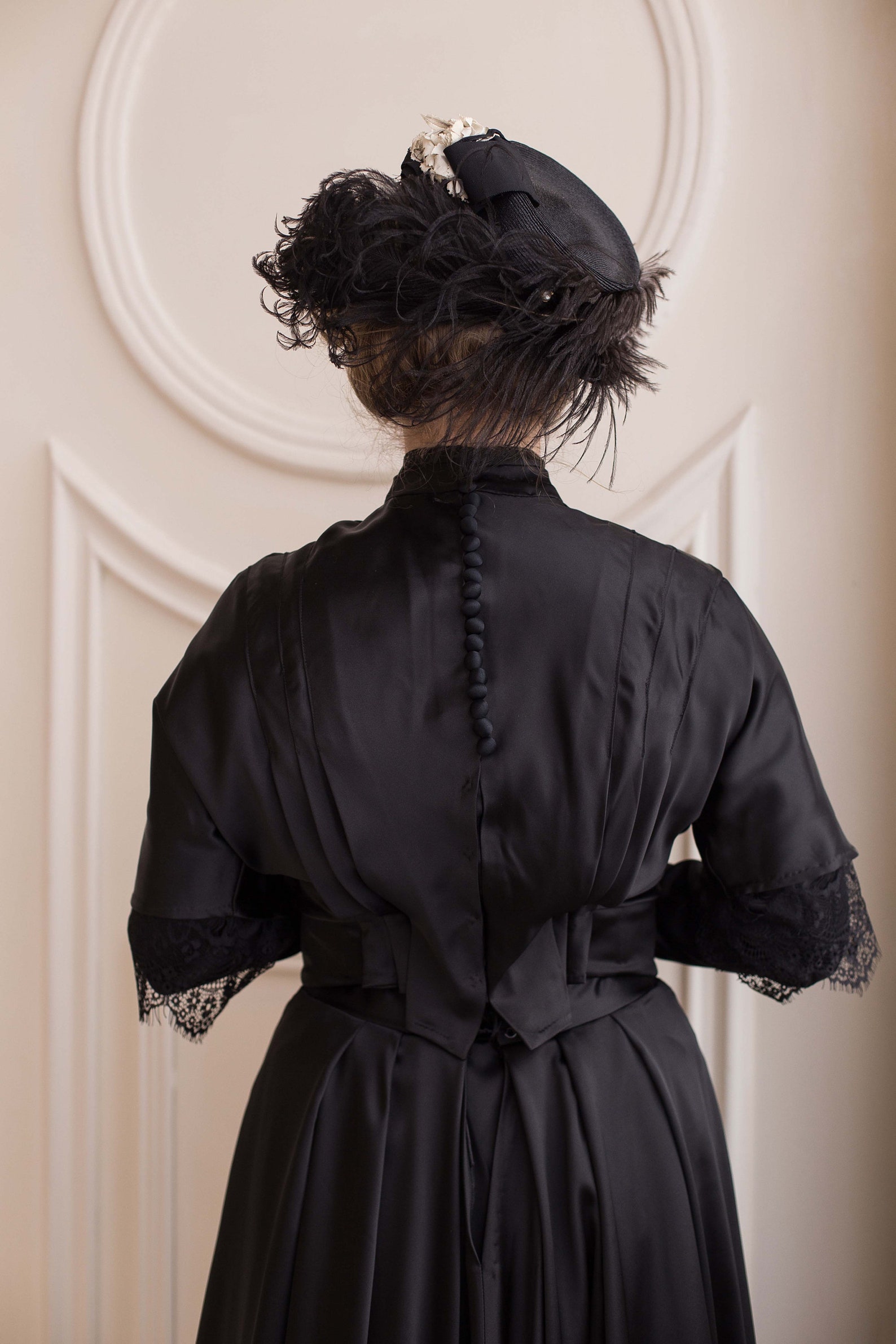 Edwardian Mourning Dress 1900s Black Satin Gown | Etsy