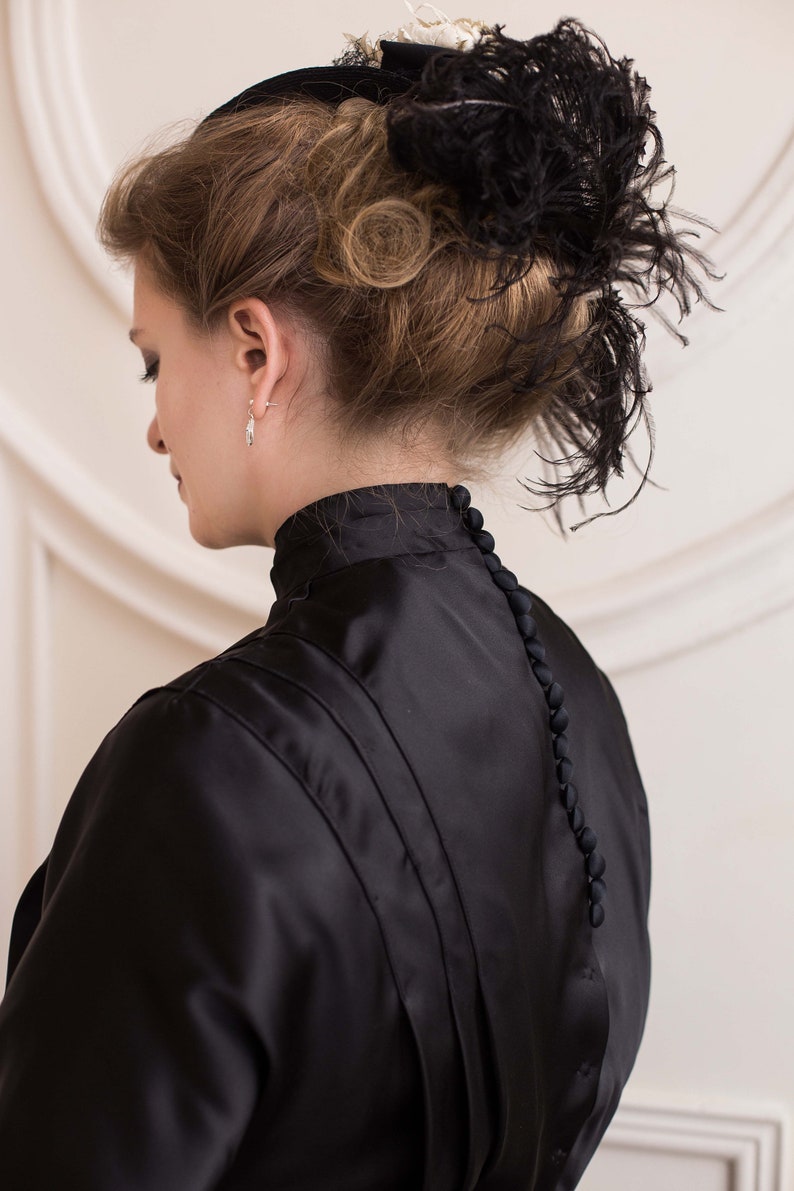 Edwardian Mourning Dress, 1900s Black Satin Gown - Etsy