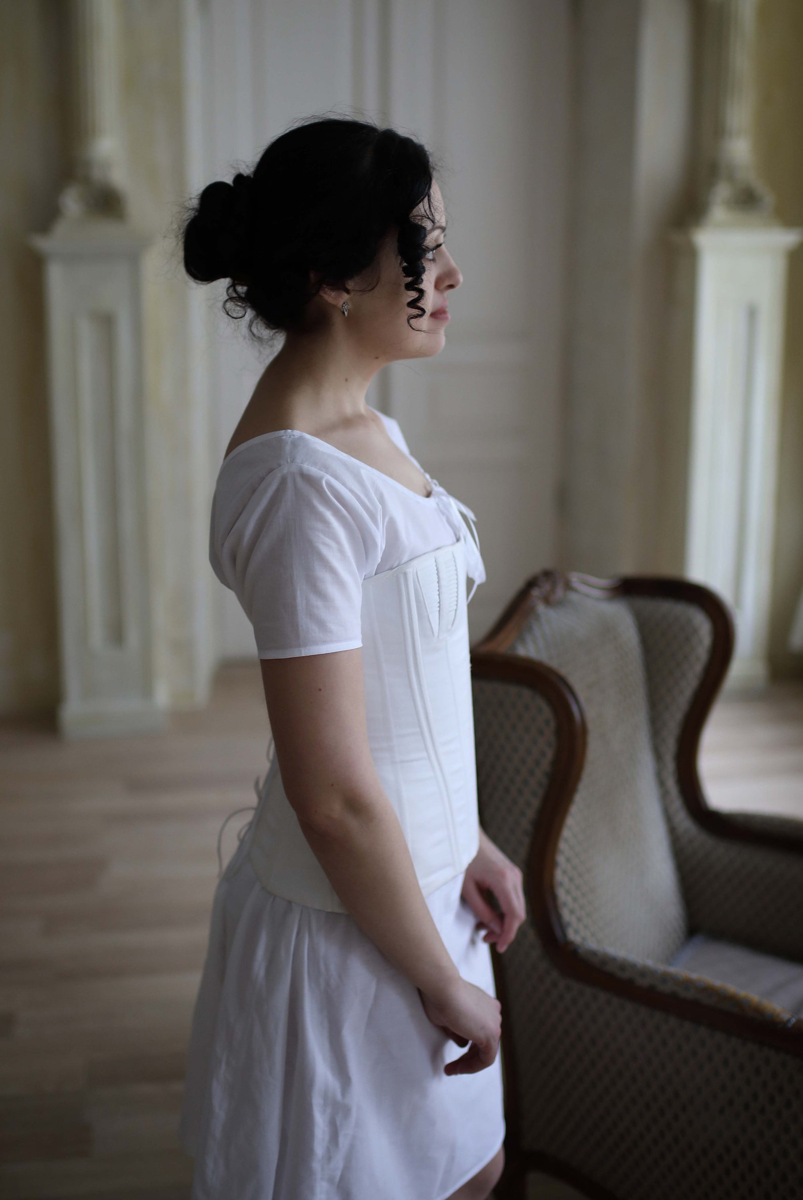 1820s Biedermeier Corset White Cotton Regency Long Stays - Etsy