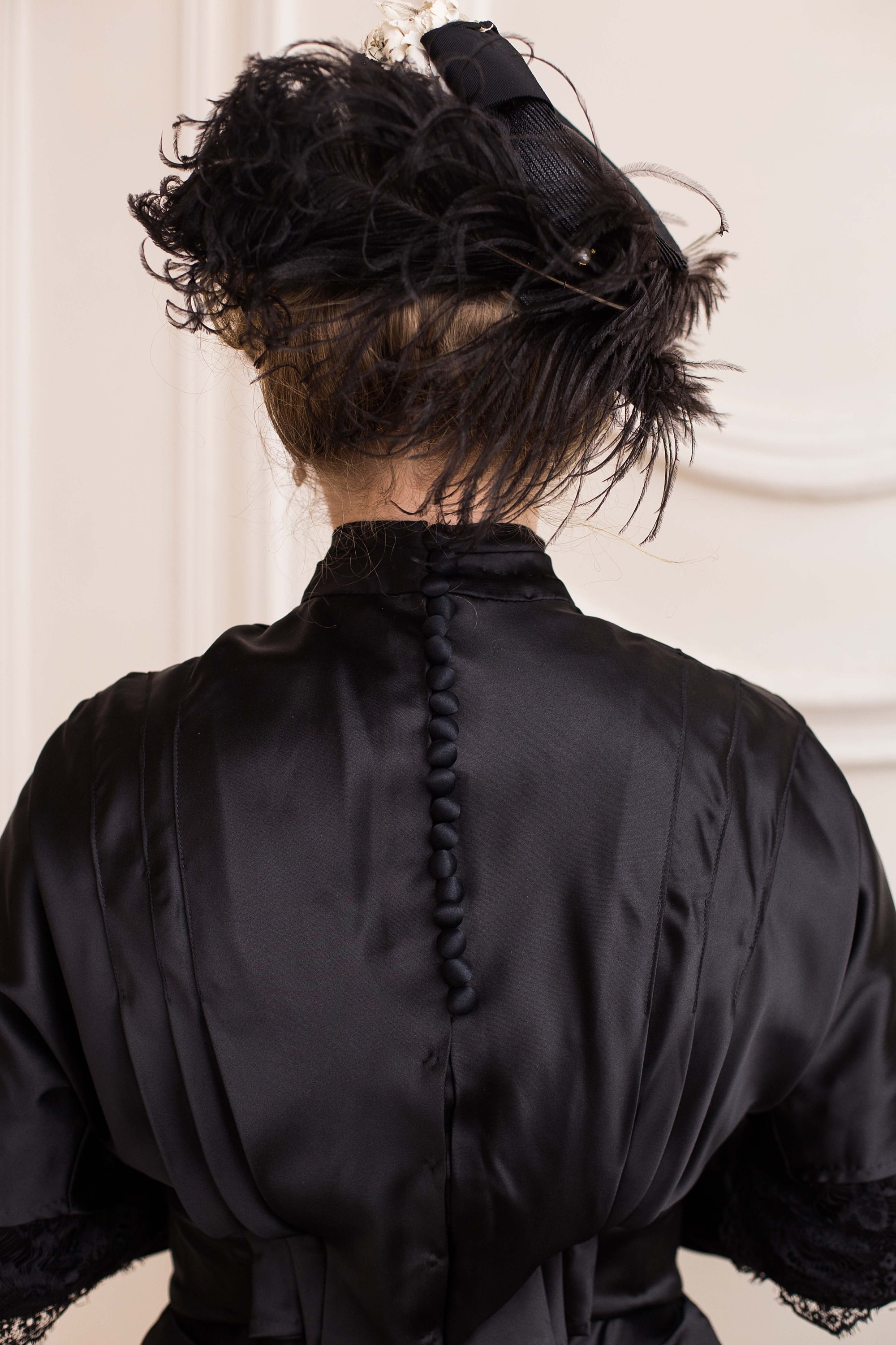 Edwardian Mourning Dress, 1900s Black Satin Gown - Etsy