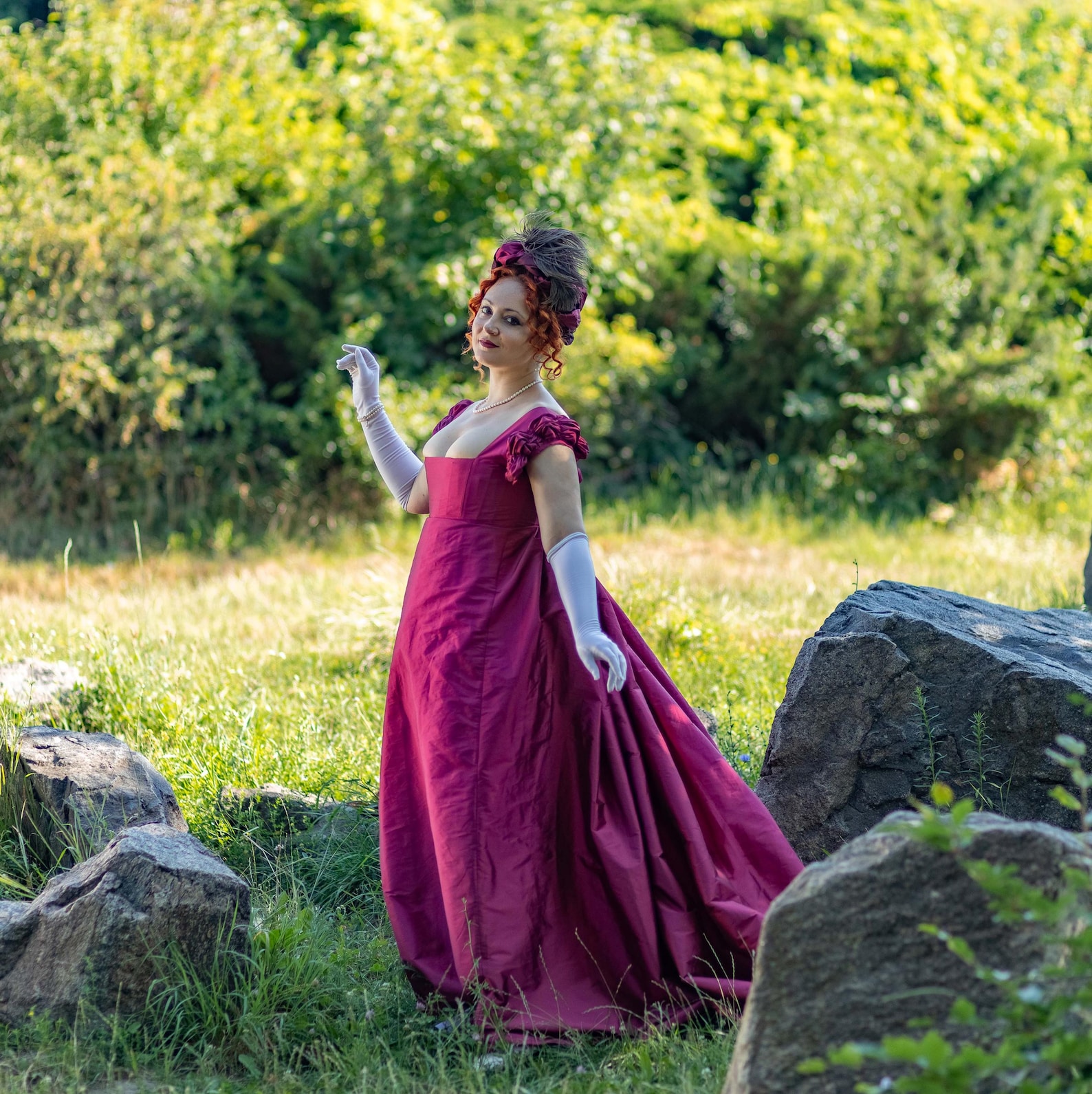 Late Regency Ballgown, Magenta Taffeta 1800s Gown, 1820s Regency Court ...