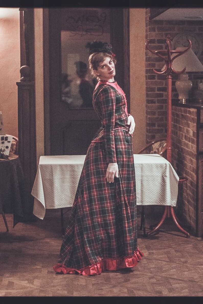 Victorian Walking Dress, Bustle Era Plaid Costume, 1880s Day Dress - Etsy