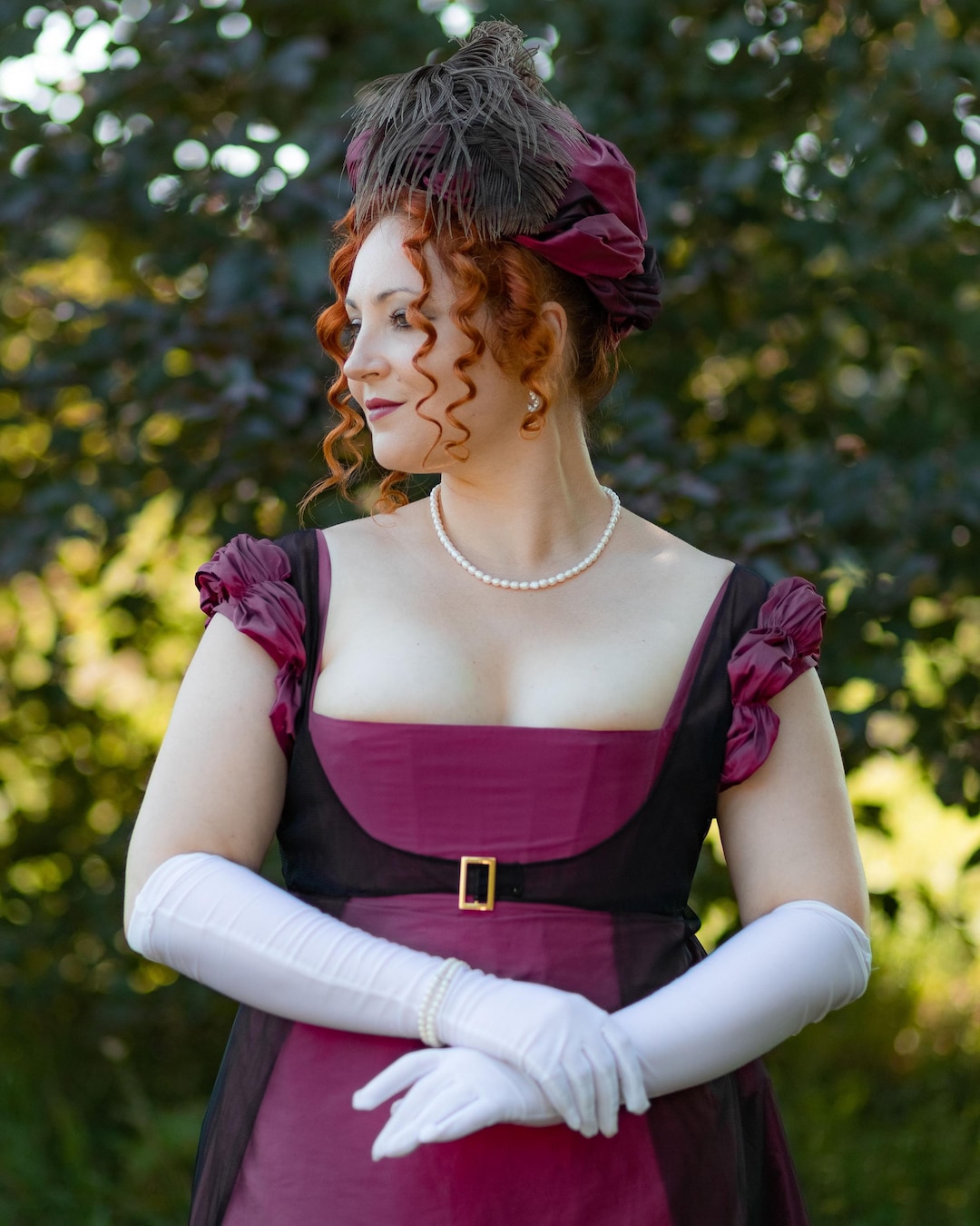 Late Regency Ballgown, Magenta Taffeta 1800s Gown, 1820s Regency Court ...