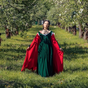 Red Renaissance Wedding Cape, Medieval One Size Cape, LARP Elvish ...