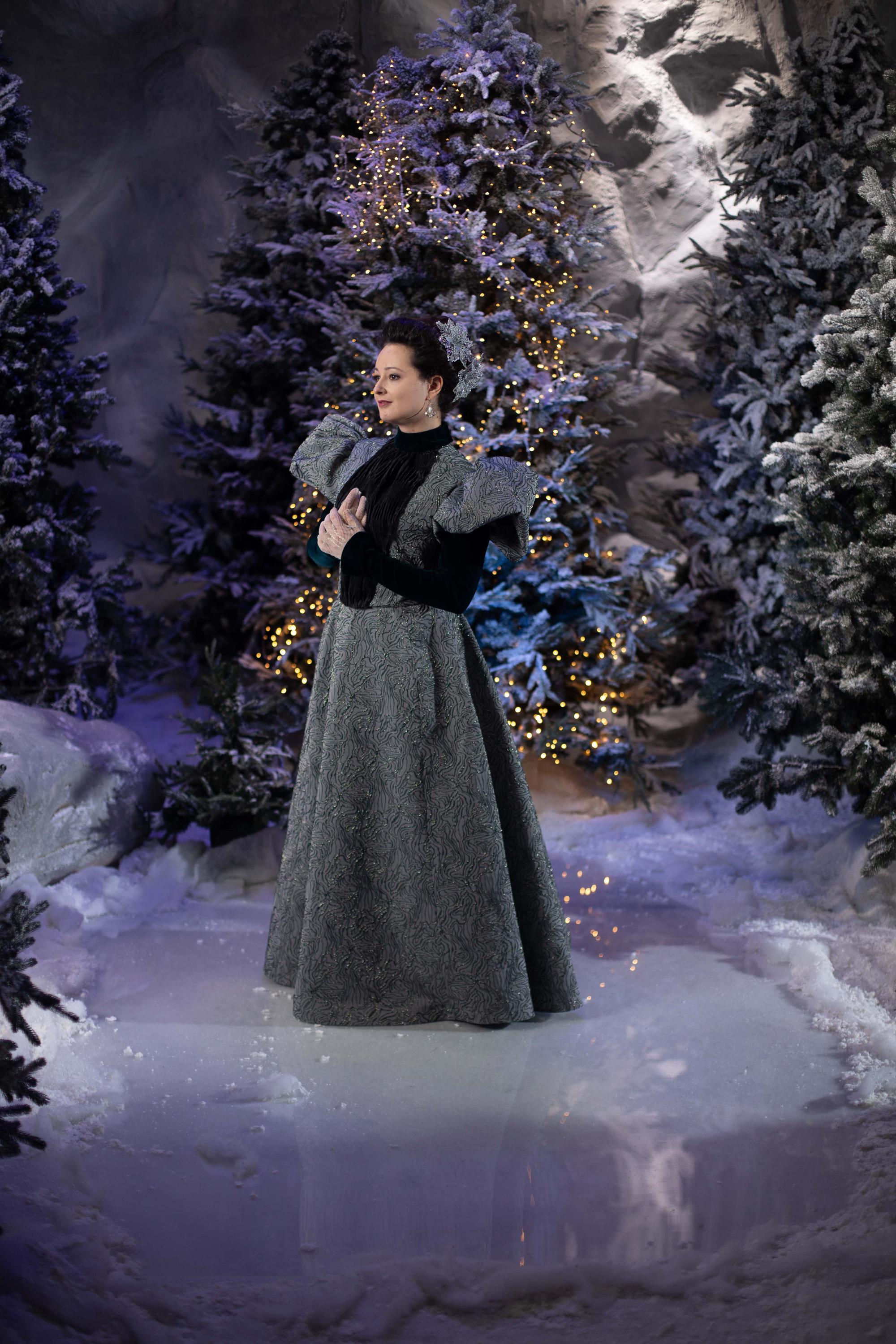 1890s Christmas Gown, Edwardian Festive Sparkling Dress, Belle Epoque ...