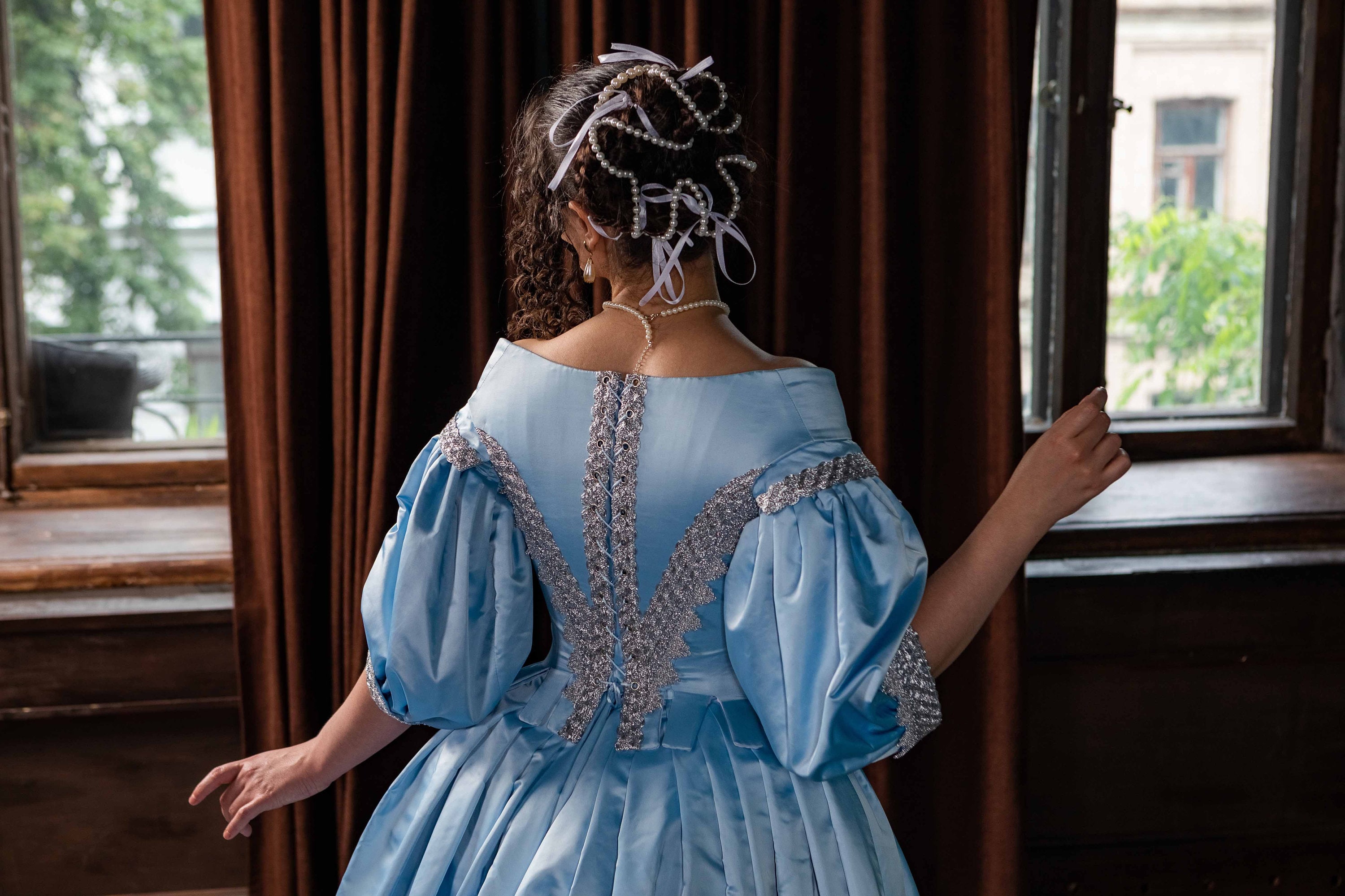 17th Century Royal Gown, Baby Blue Luxurious Baroque Dress, 1600s Queen ...