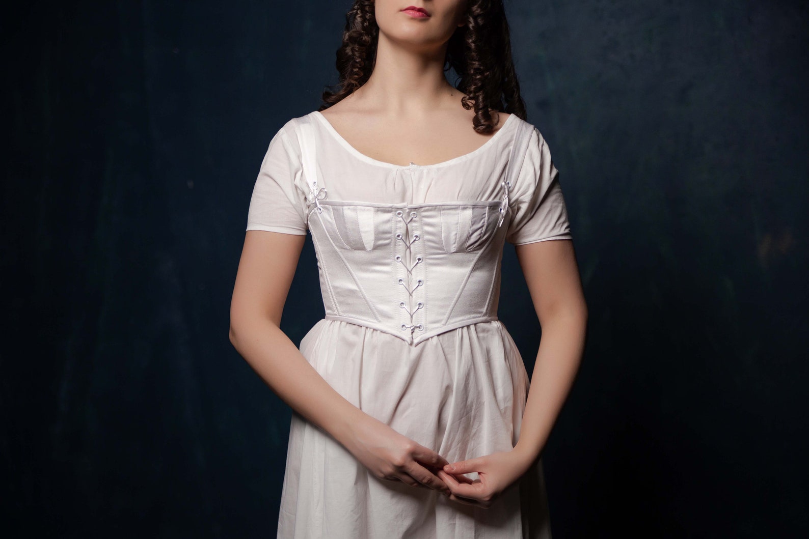 Regency Short Stays, 1800s White Bustier, Individually Tailored ...