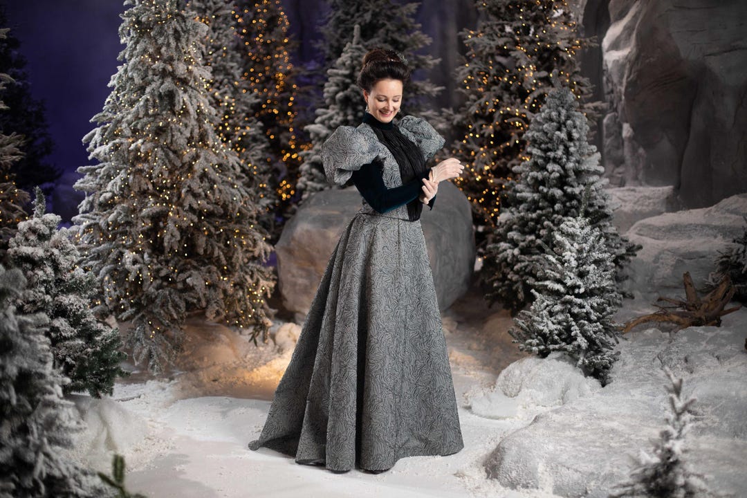 1890s Christmas Gown, Edwardian Festive Sparkling Dress, Belle Epoque ...