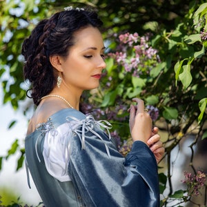 Grey Blue Renaissance Dress, 1500s Dove Gray Renaissance Wedding Gown ...