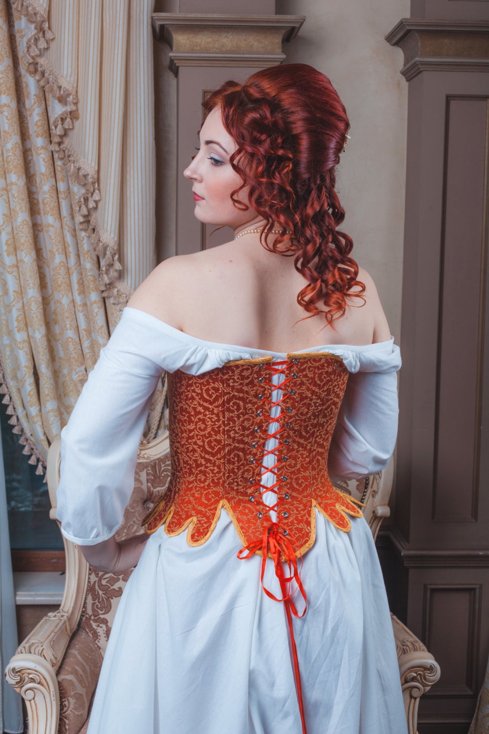Red and Gold Rococo Corset 18th Century Costume Underwear - Etsy