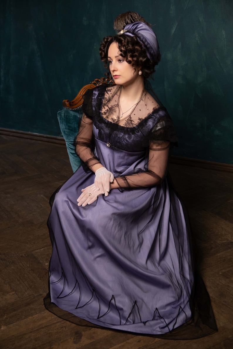 Late Regency Violet and Black Dress Purple Regency Mourning - Etsy