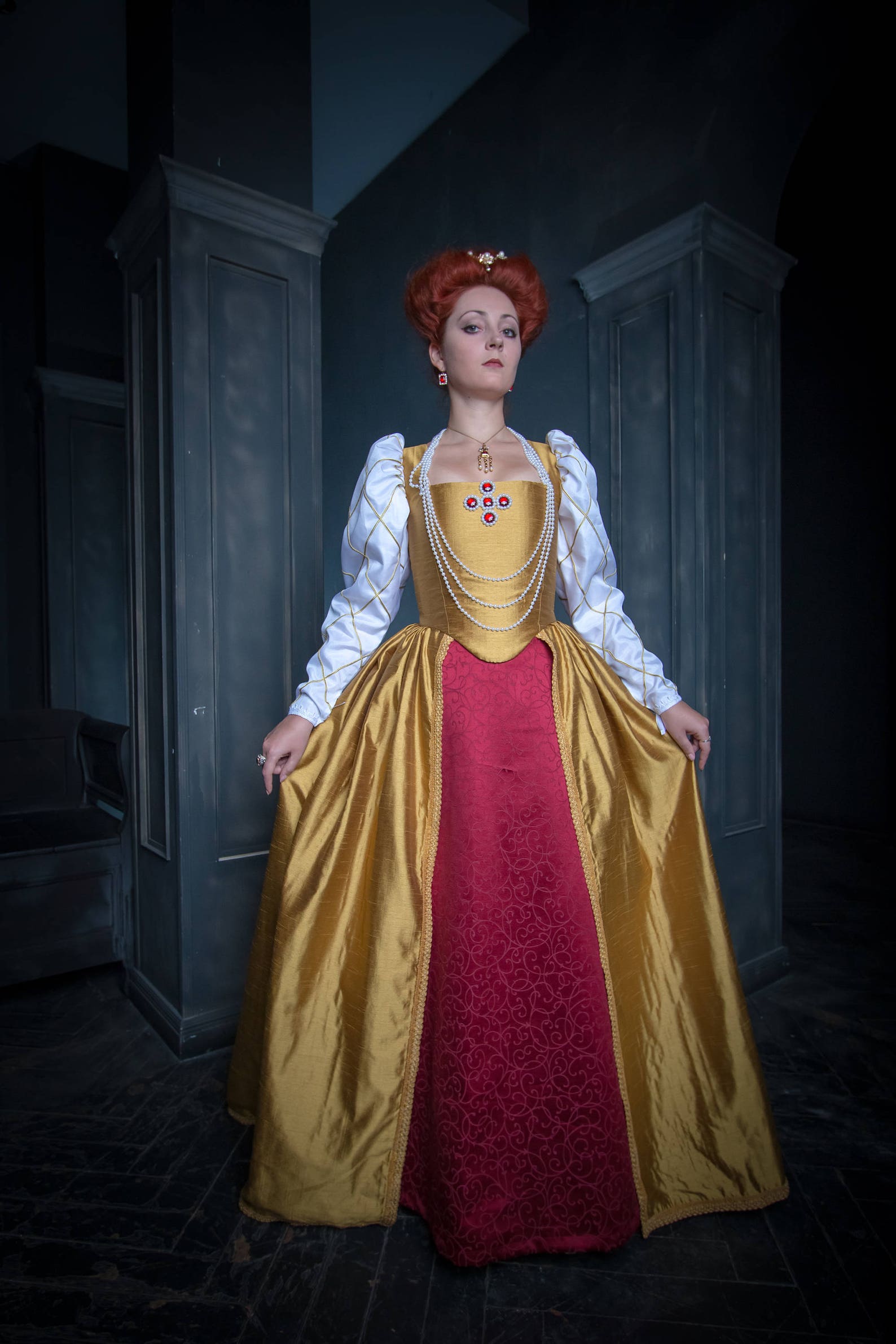 Elizabethan Golden Gown Golden Age Corsetted Dress - Etsy Australia