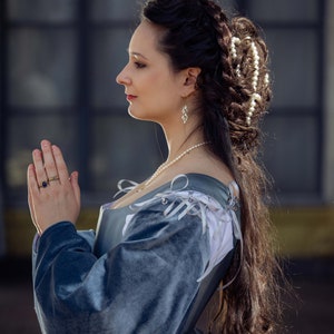 Grey Blue Renaissance Dress, 1500s Dove Gray Renaissance Wedding Gown ...