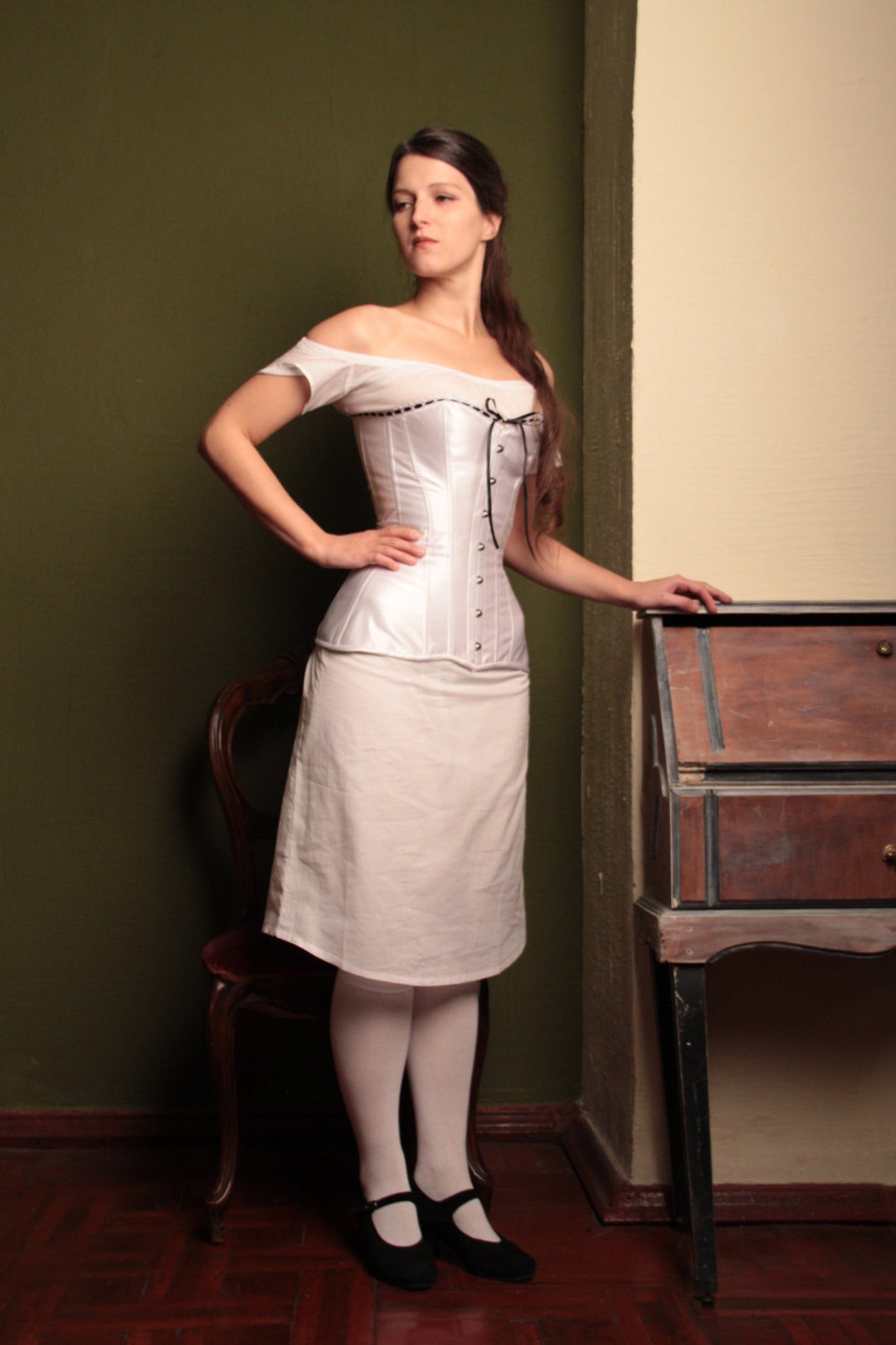 Custom Tailored Victorian Corset, Made to Measure White 1880s Corset ...