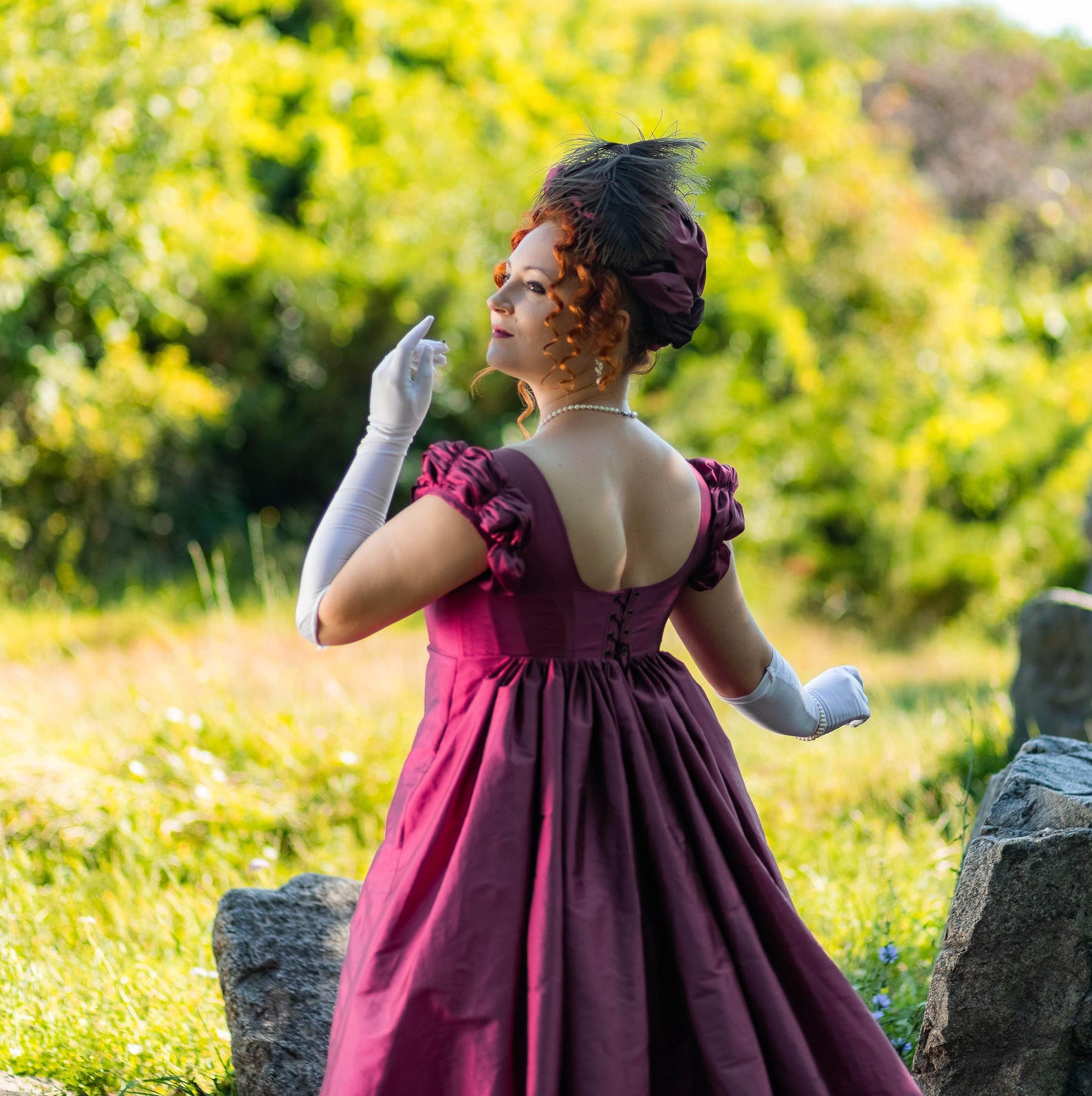 Late Regency Ballgown, Magenta Taffeta 1800s Gown, 1820s Regency Court ...