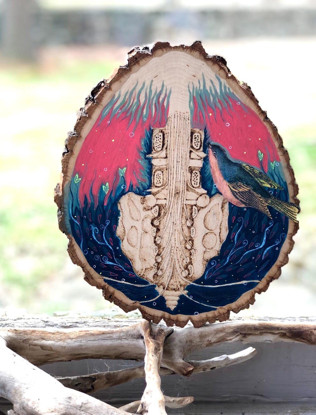 Mixed Media Pyrography Art, Nerve Anatomy Collage Art, Body Anatomy ...