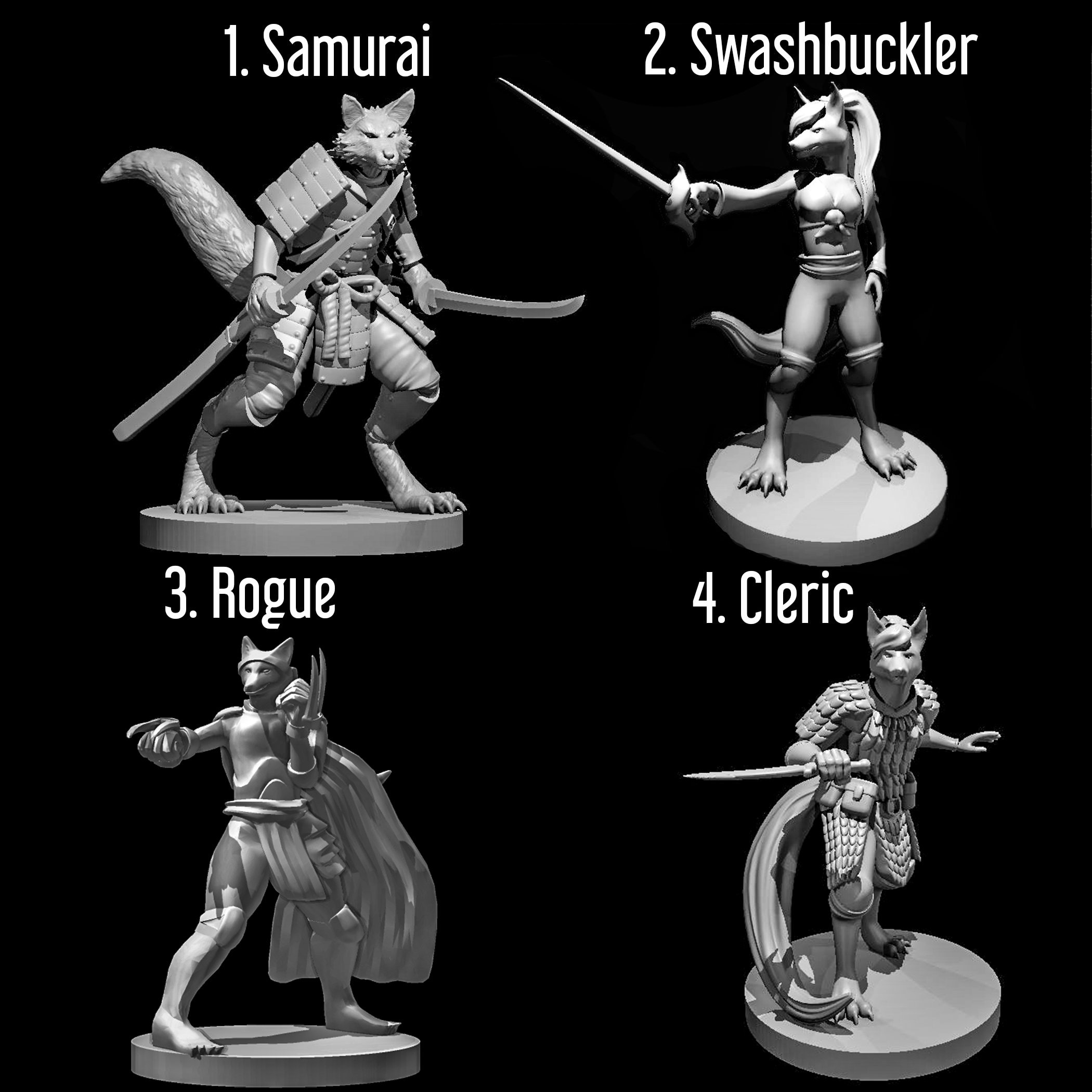 Kistune Adventurer / Foxfolk / DnD 5e Tabletop Mini / 28 mm - Etsy España