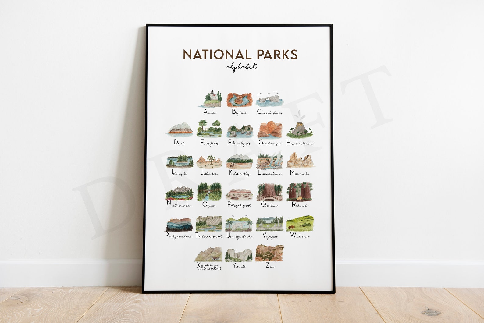 National Park Alphabet illustrations - Etsy