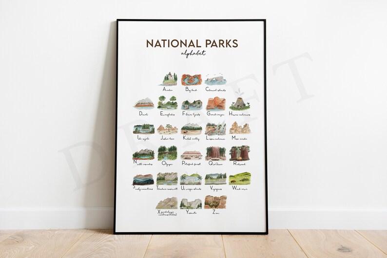 National Park Alphabet illustrations - Etsy