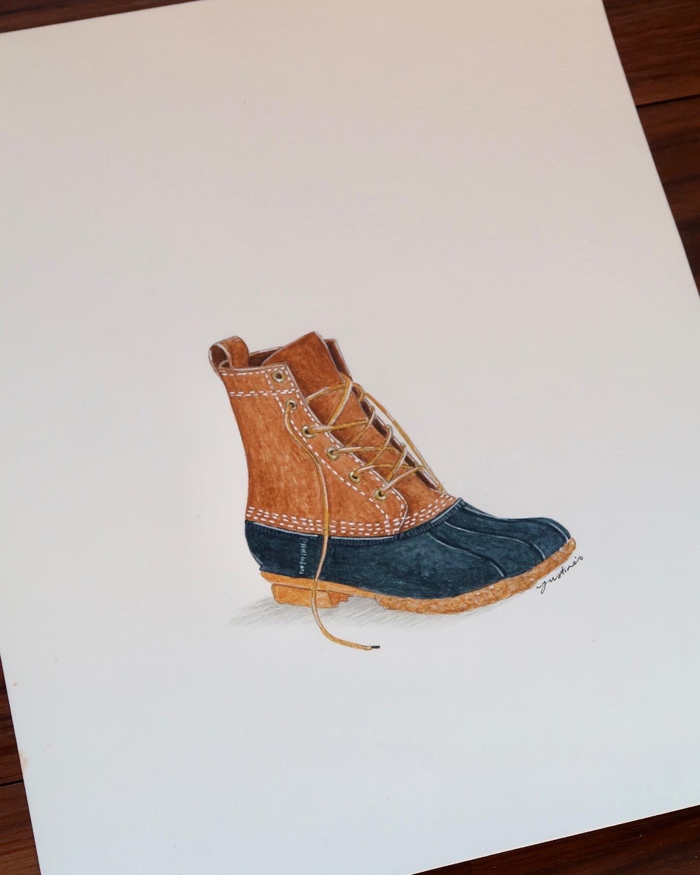 Maine Bean Boot Illustration Watercolor - Etsy