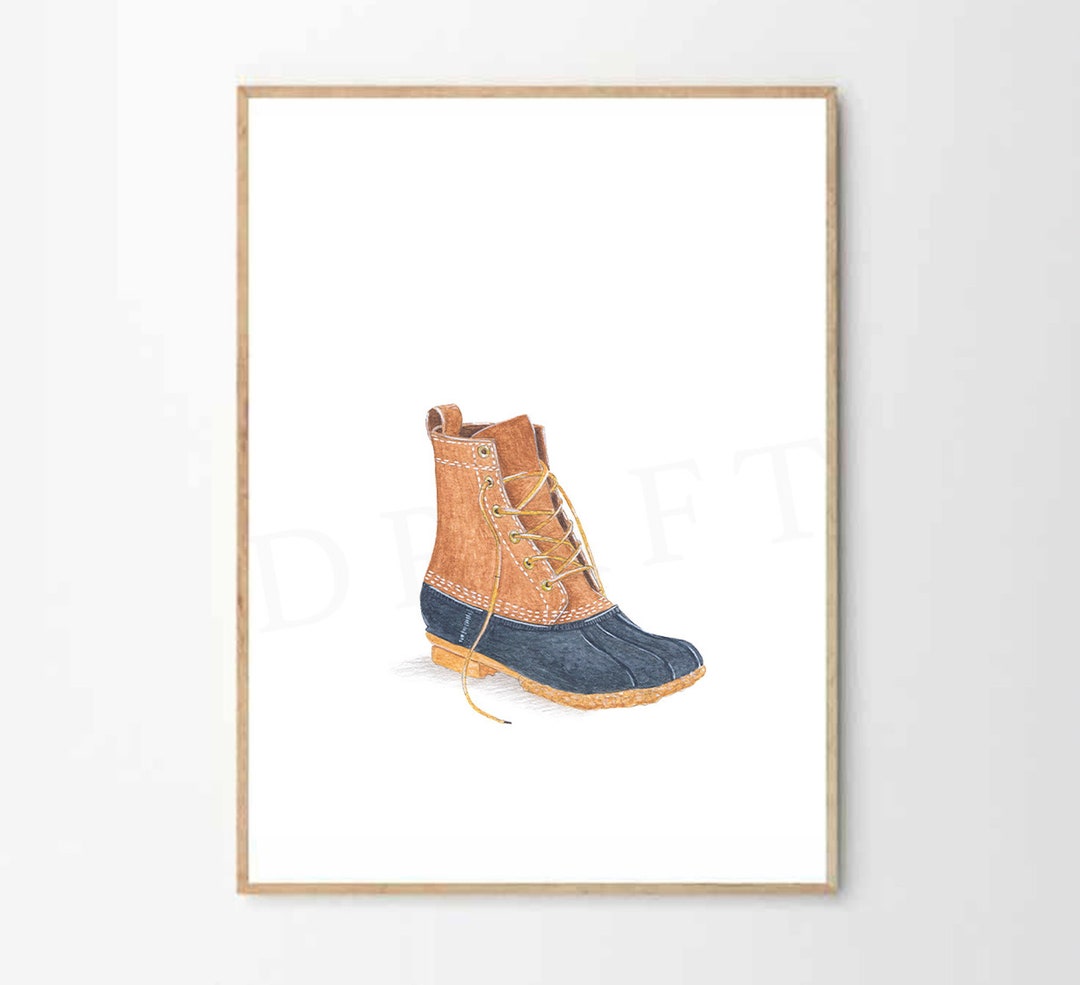 Maine Bean Boot Illustration Watercolor - Etsy
