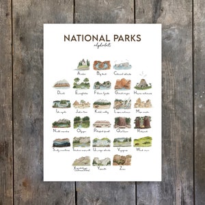 National Park Alphabet illustrations - Etsy