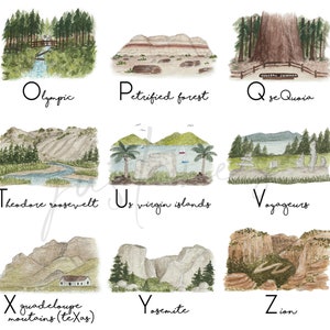 National Park Alphabet illustrations - Etsy