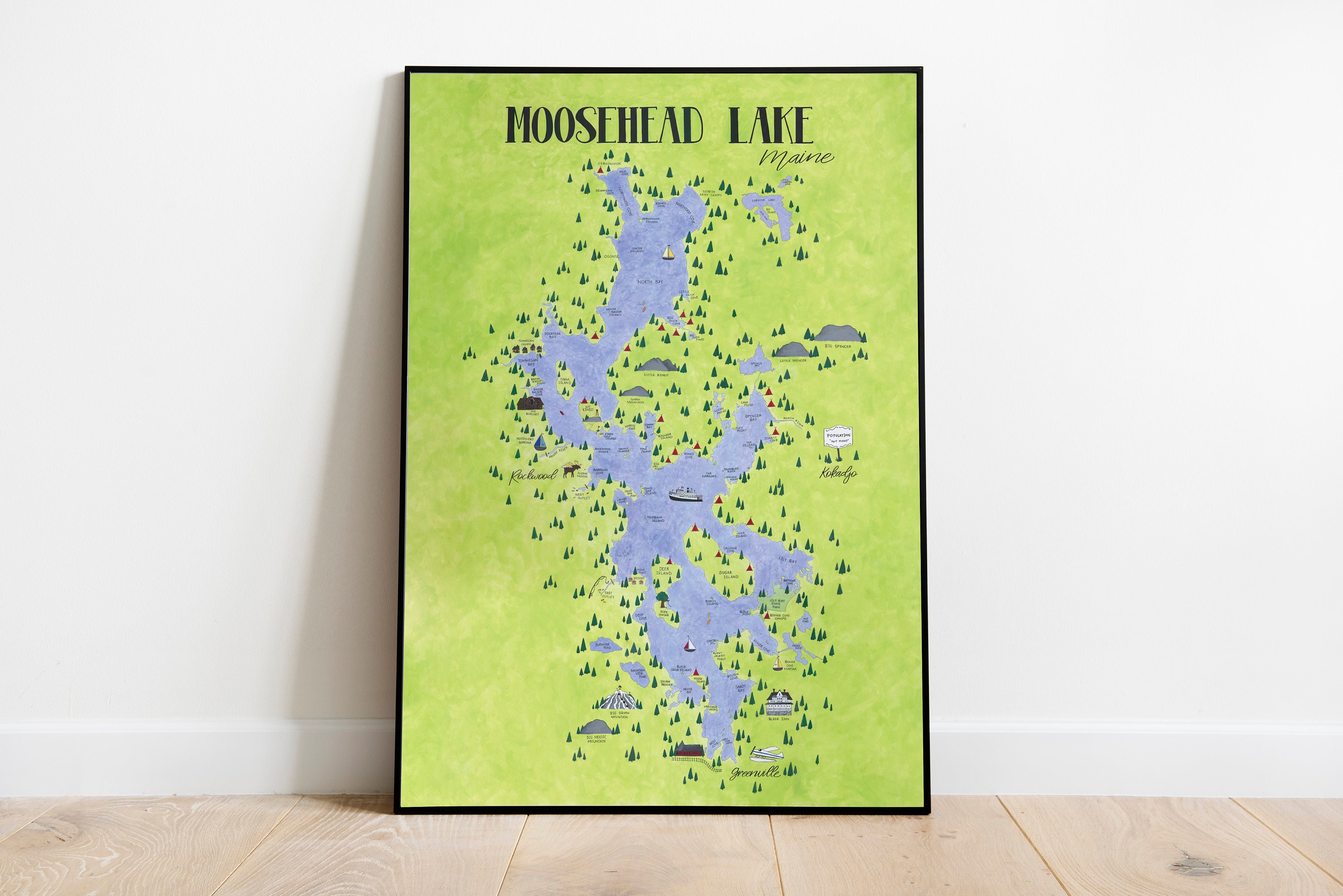 Moosehead Lake Maine Map - Etsy