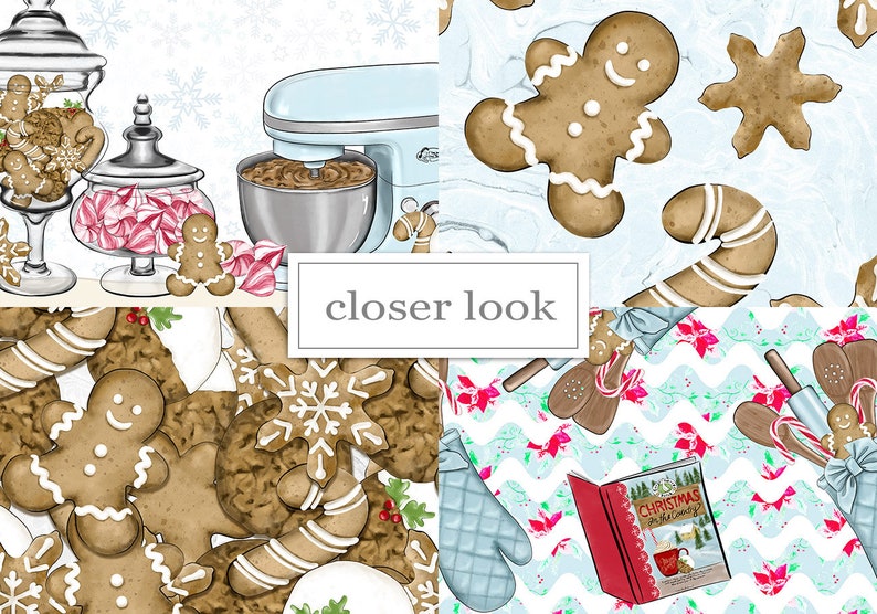 Christmas Cookie Digital Paper Santa Bakery Paper Seamless | Etsy