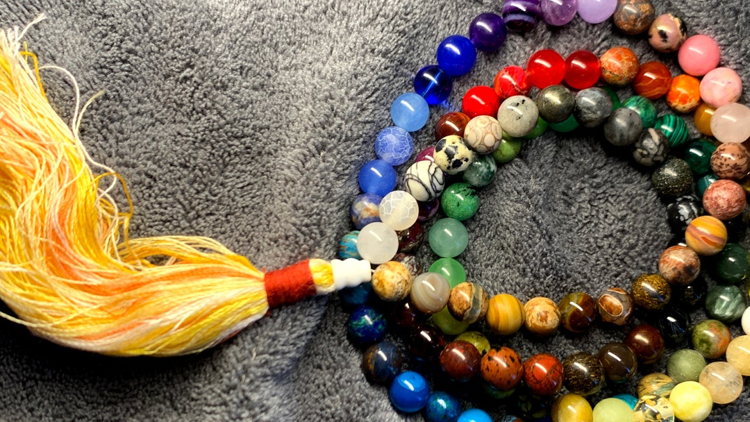 Rainbow Rosary Mala: Natural Rainbow Prayer Beads Mineral Crystal LGBTQ ...