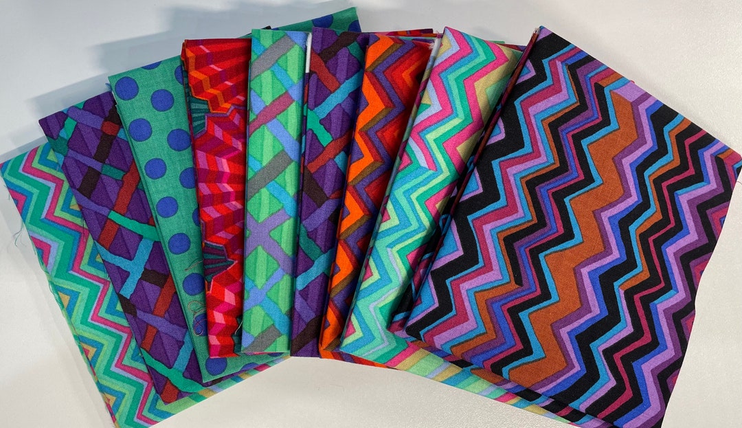Kaffe Fassett 9 FQ Bundle: Spots, Mad Plaid, Paper Fans, Zig Zag - Etsy