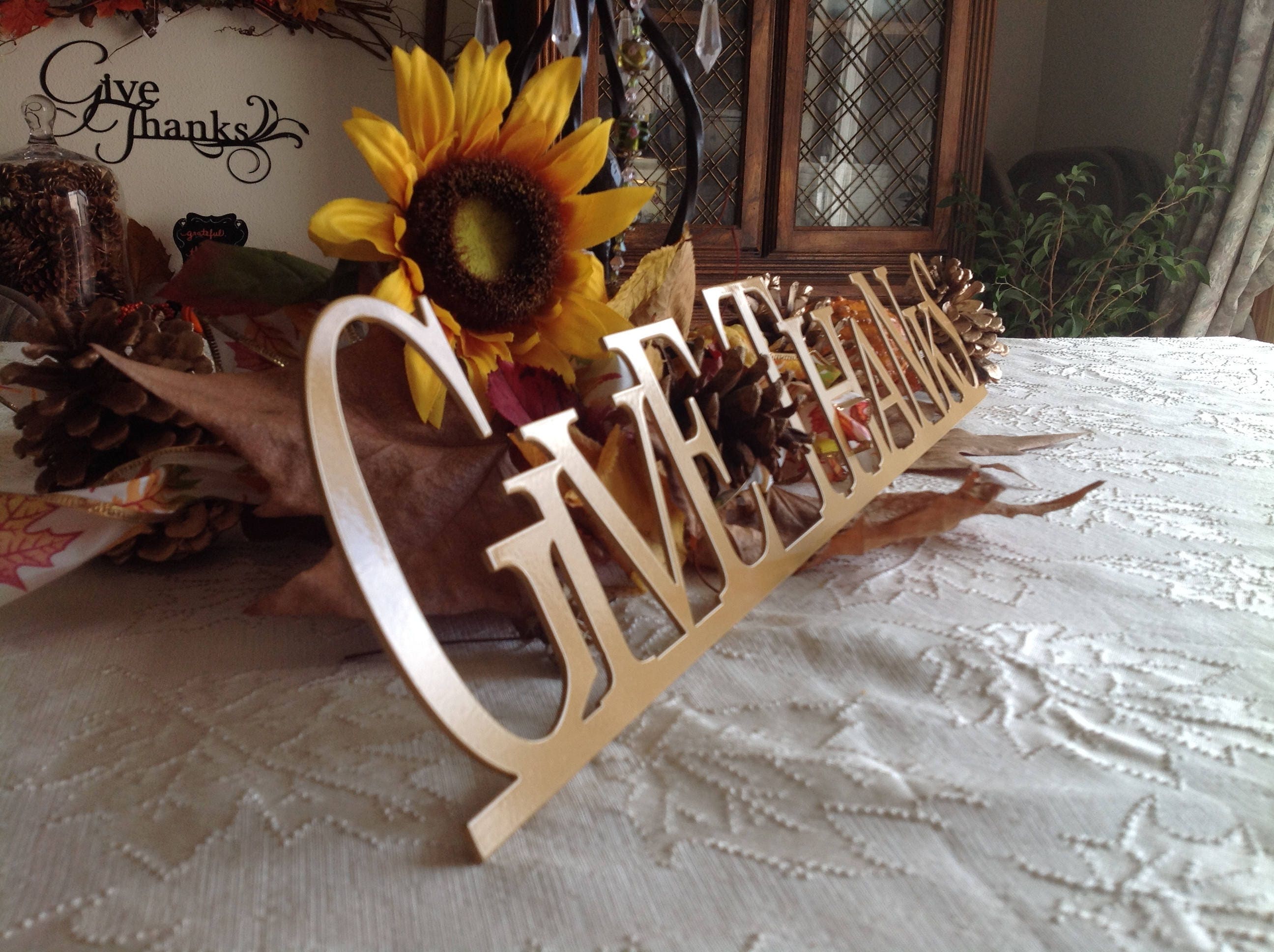Give Thanks Metal Wall Art Sign, Thanksgiving, Metal Wall Art ...